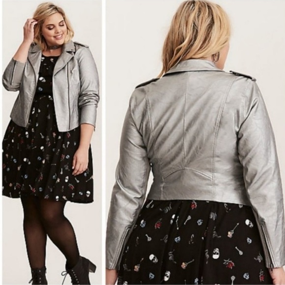torrid | Jackets & Coats | Torrid Metallic Faux Leather Moto Jacket ...